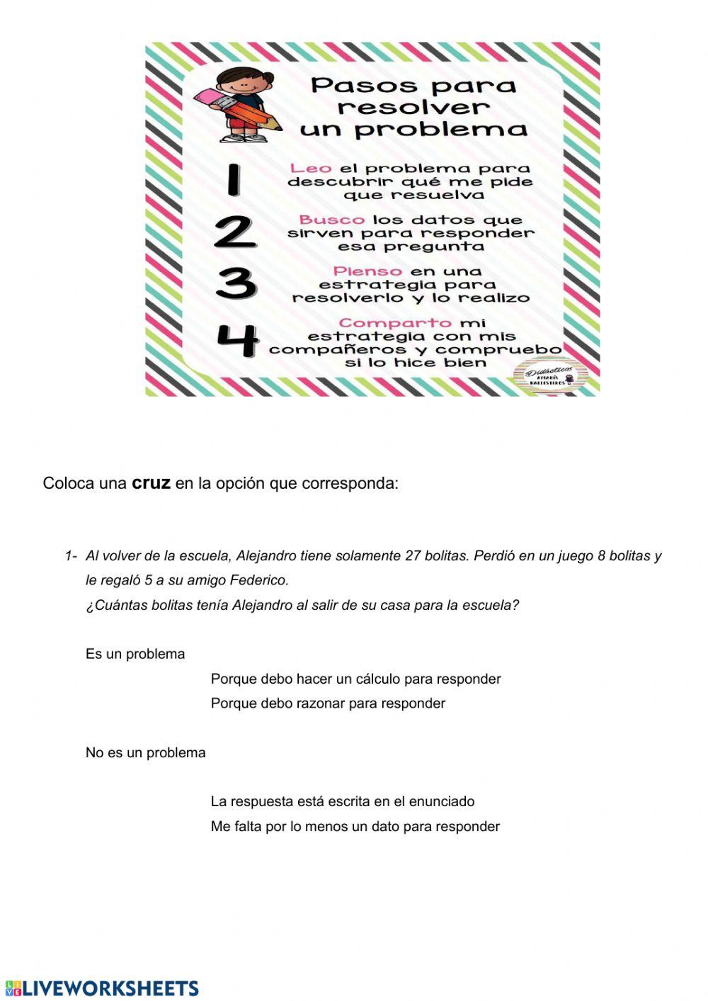 Problema no problema worksheet | Live Worksheets