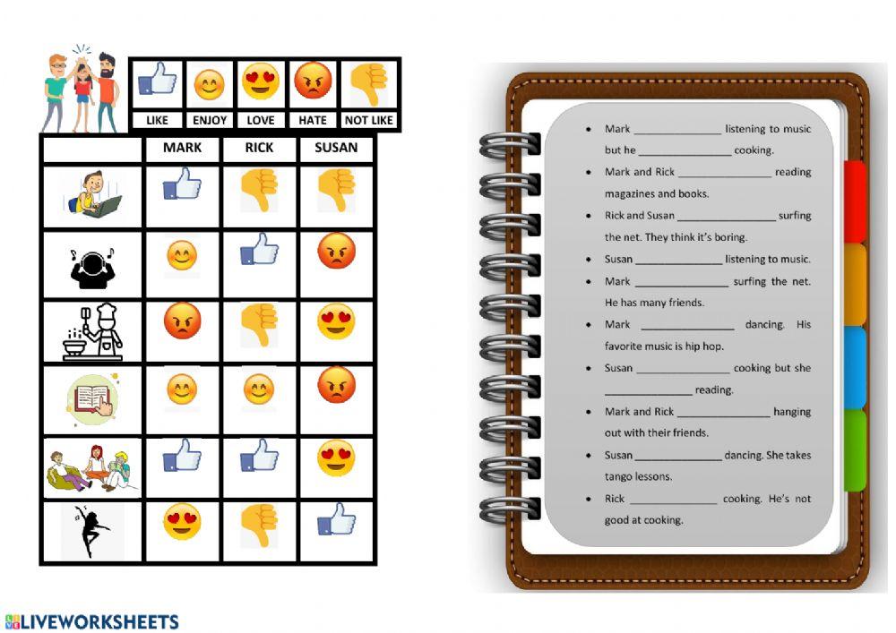 Likes and Dislikes free worksheet | Live Worksheets