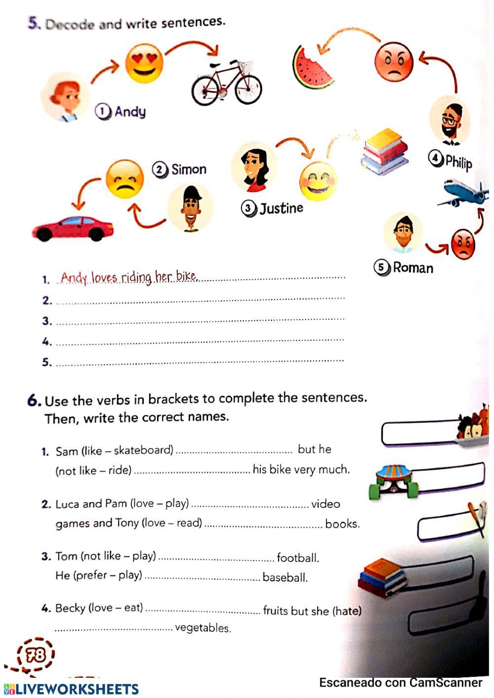Like, love, hat… | Free Interactive Worksheets | 5464252