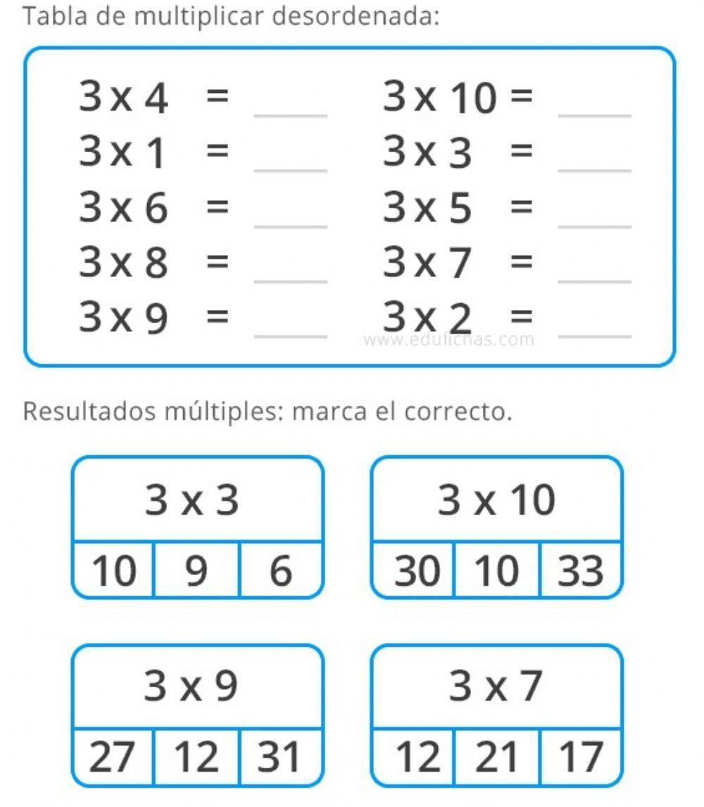 95139 | Tabla del 3 | Karina Gómez | LiveWorksheets