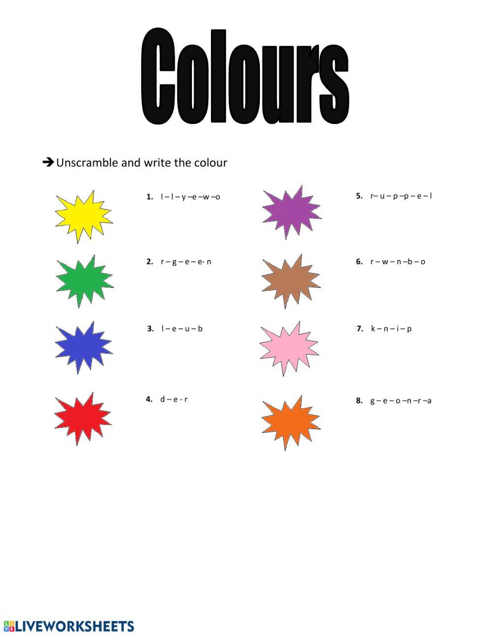 Colour activity | Live Worksheets