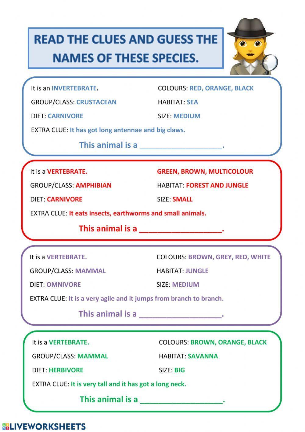 Guess the names of these animals worksheet | Live Worksheets
