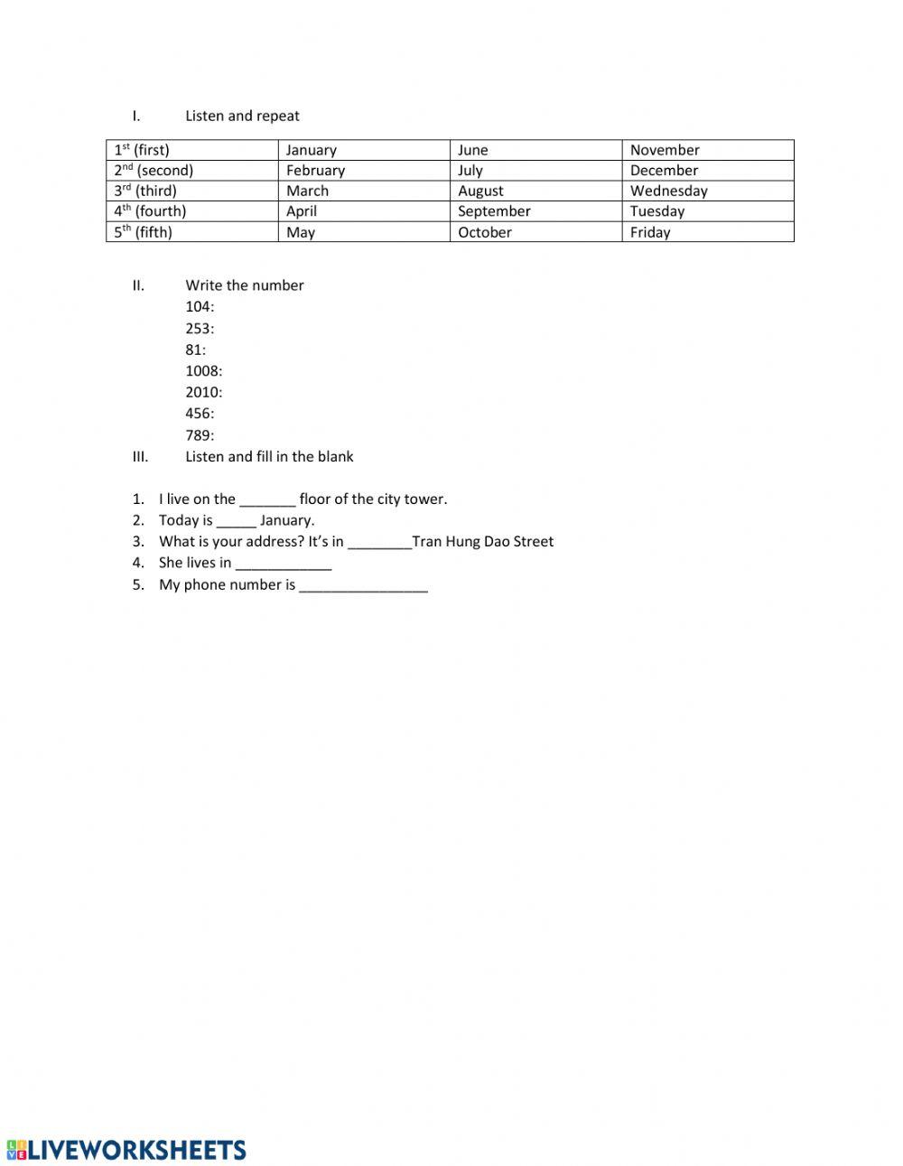 Number | Live Worksheets