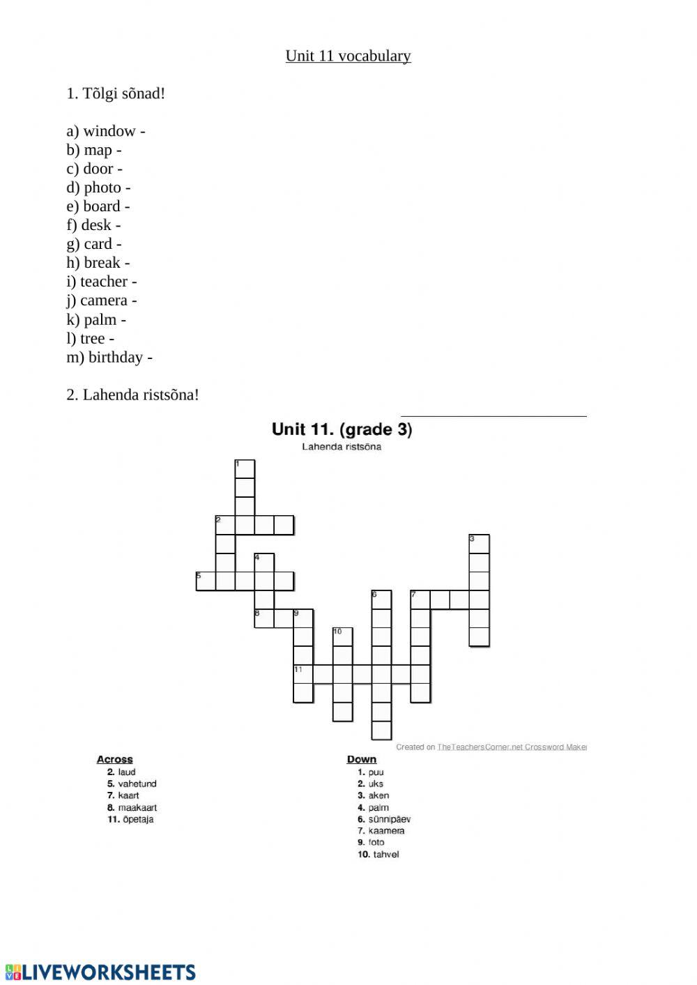 95674 | ILE 1. Unit 11 words | AnnikaL02