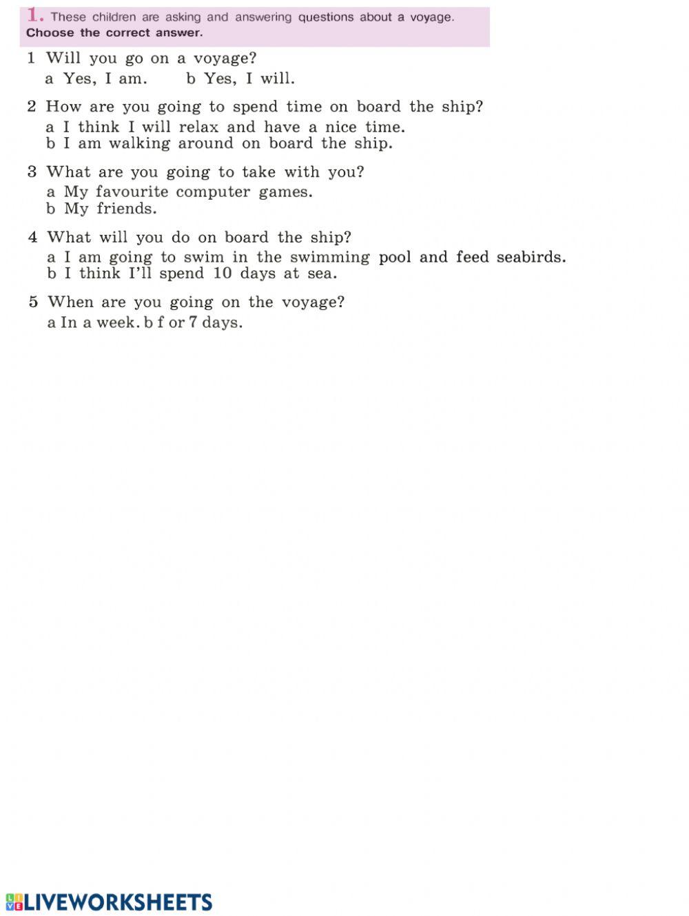 Have you ever been on a voyage? interactive worksheet | Live Worksheets