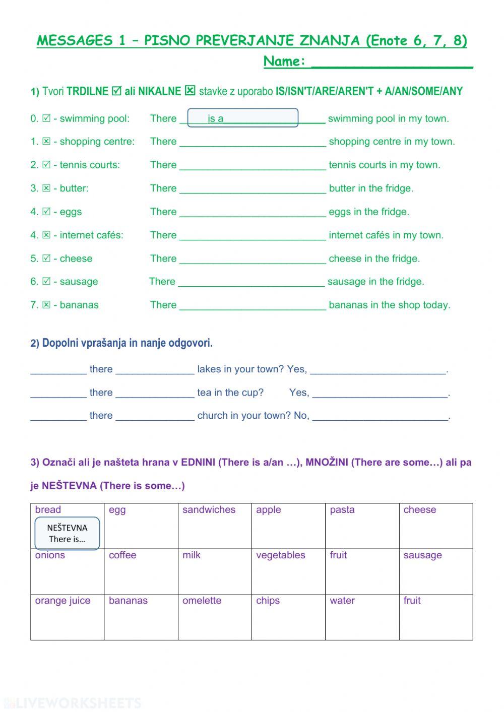 Messages 1 revision worksheet | Live Worksheets