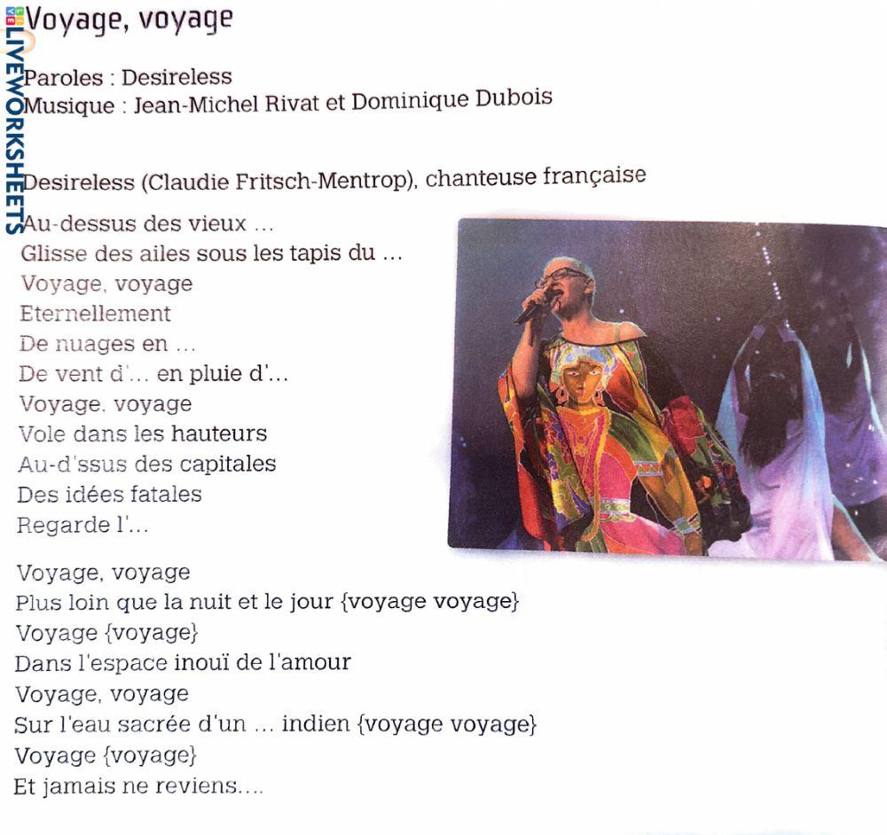 Voyage, voyage | Free Interactive Worksheets | 96408