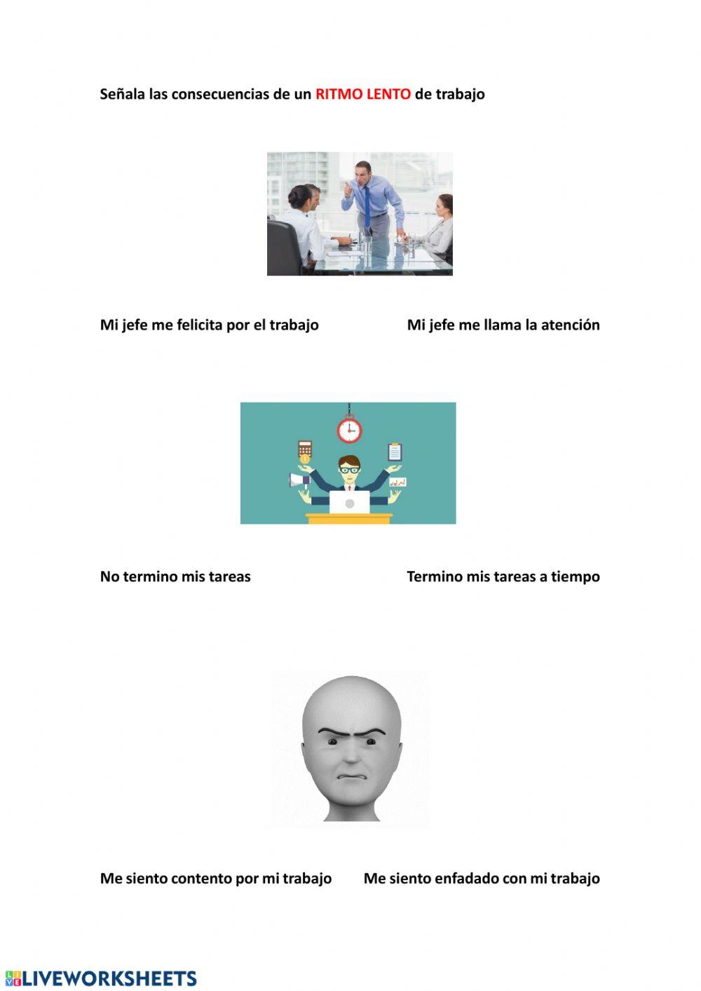 RITMO TRABAJO: CONSECUENCIAS worksheet | Live Worksheets