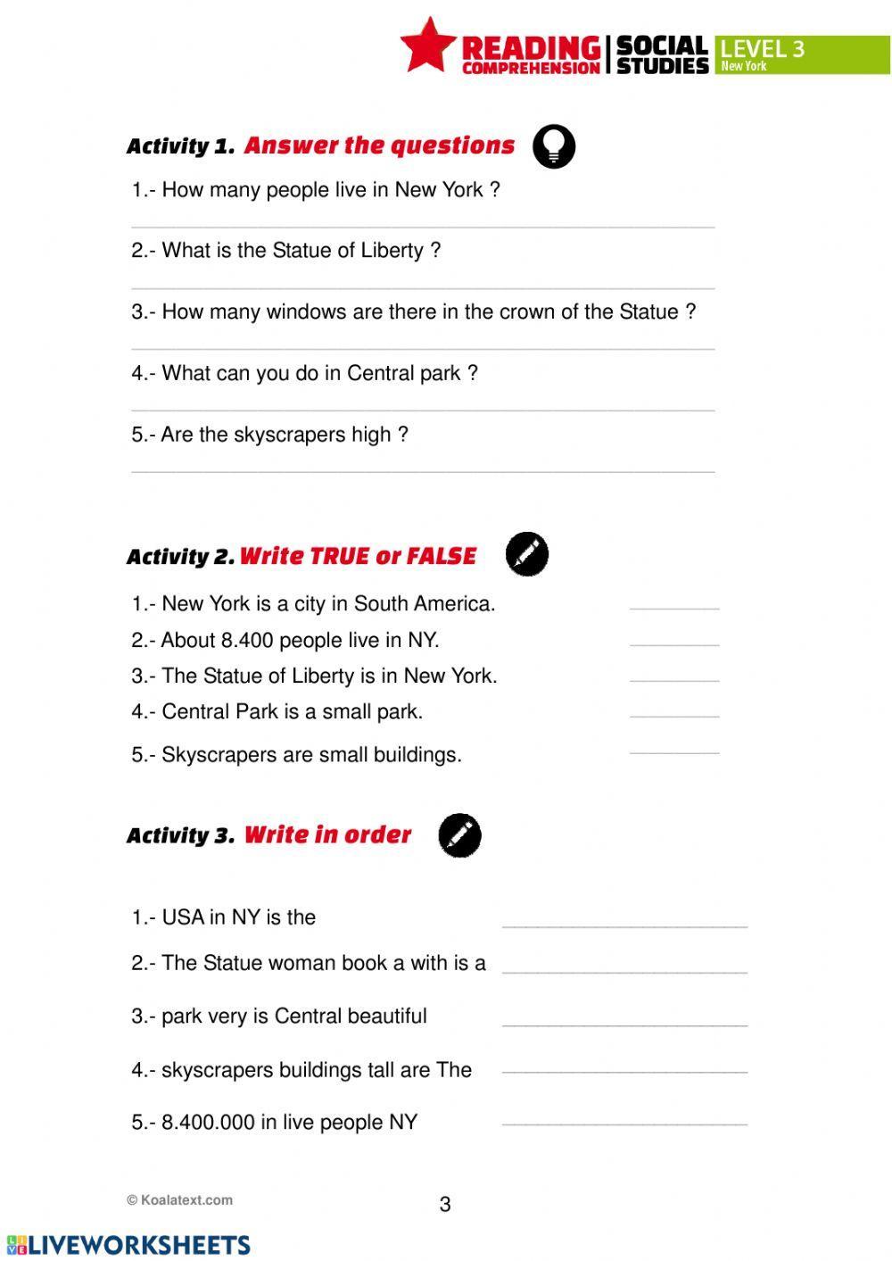 New york online worksheet | Live Worksheets