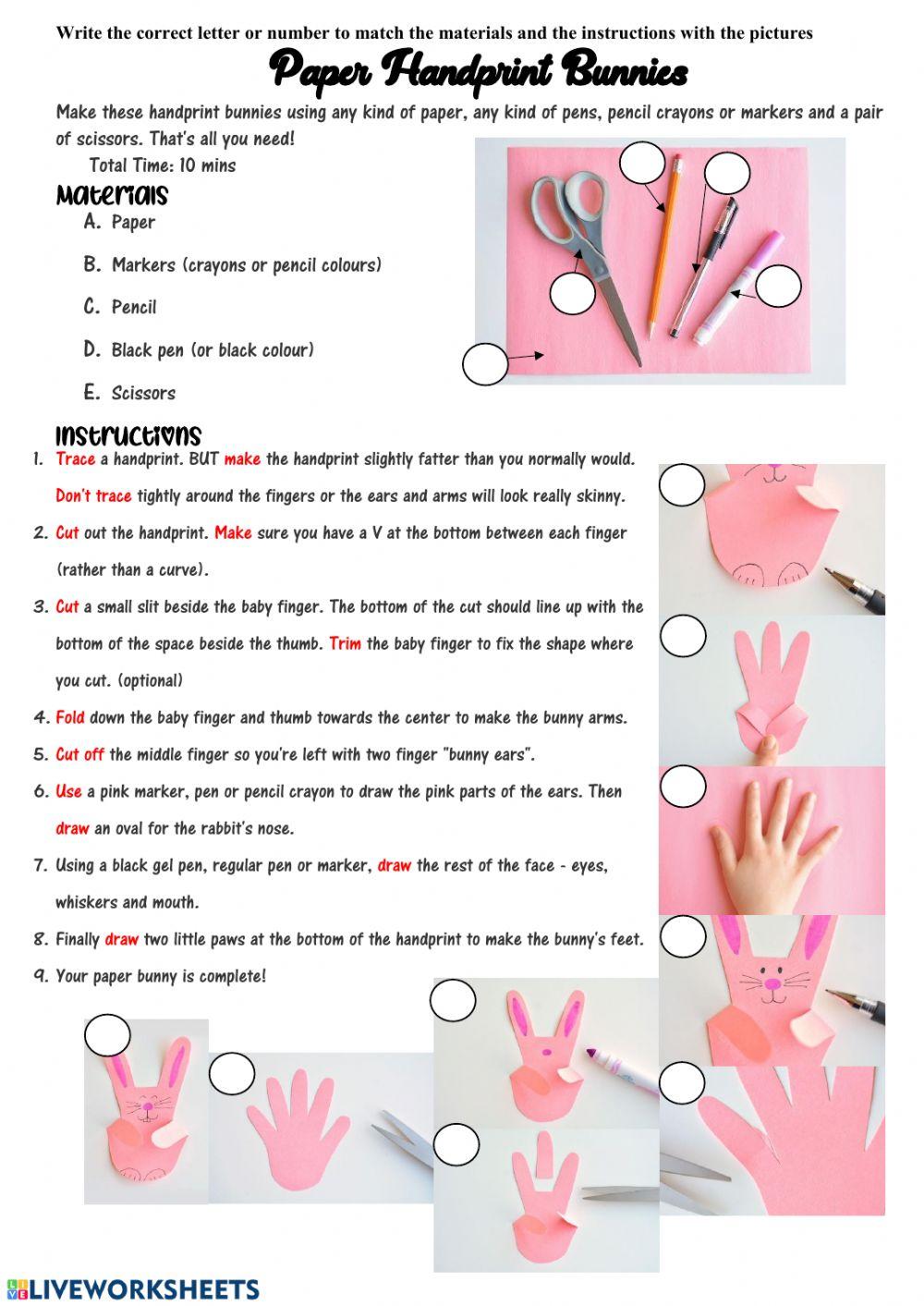 How to make a paper bunny worksheet | Live Worksheets