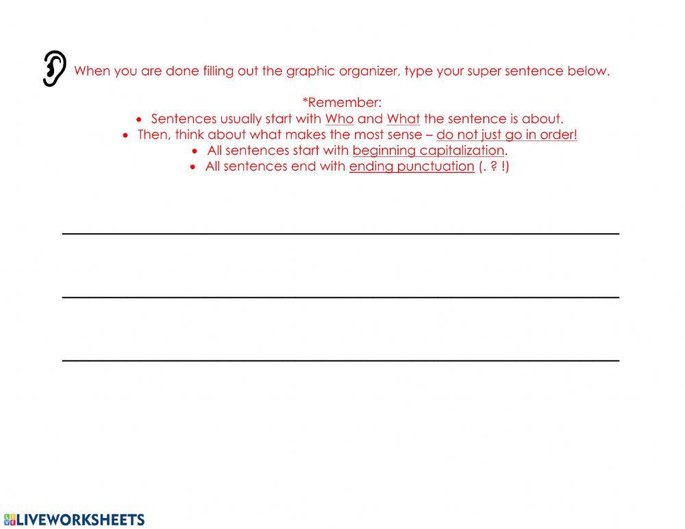 Anxious Super Sentence worksheet | Live Worksheets