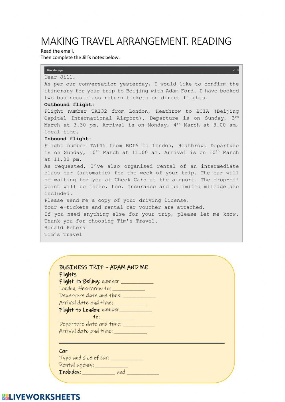 READING MAKING TRAVEL ARRANGEMENTS 1338 | Mapimolero