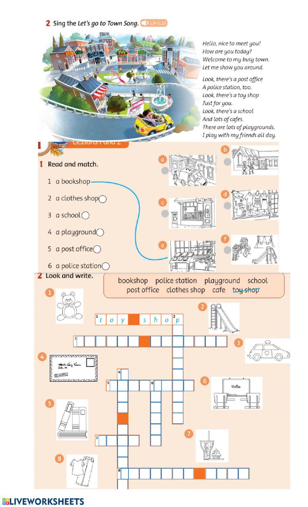 Places in town online pdf worksheet | Live Worksheets