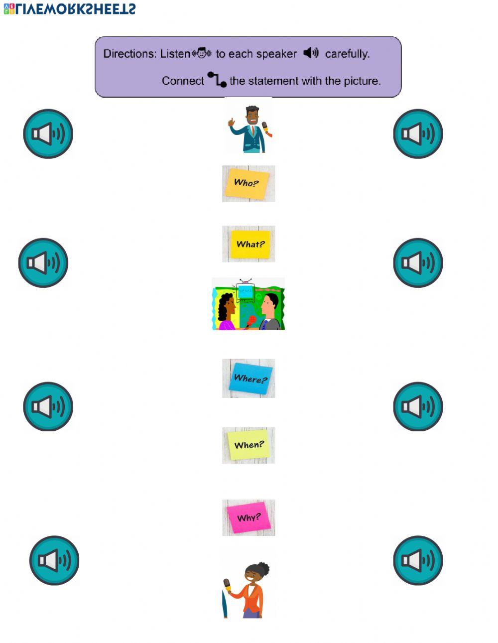 Interview Concepts-5ws Questions worksheet | Live Worksheets