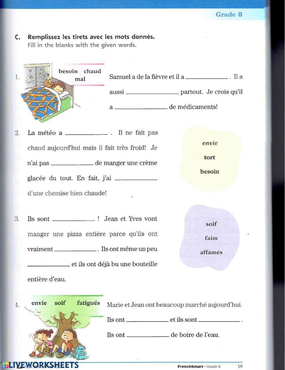 Les expressions avec «avoir» (8e) online exercise for | Live Worksheets