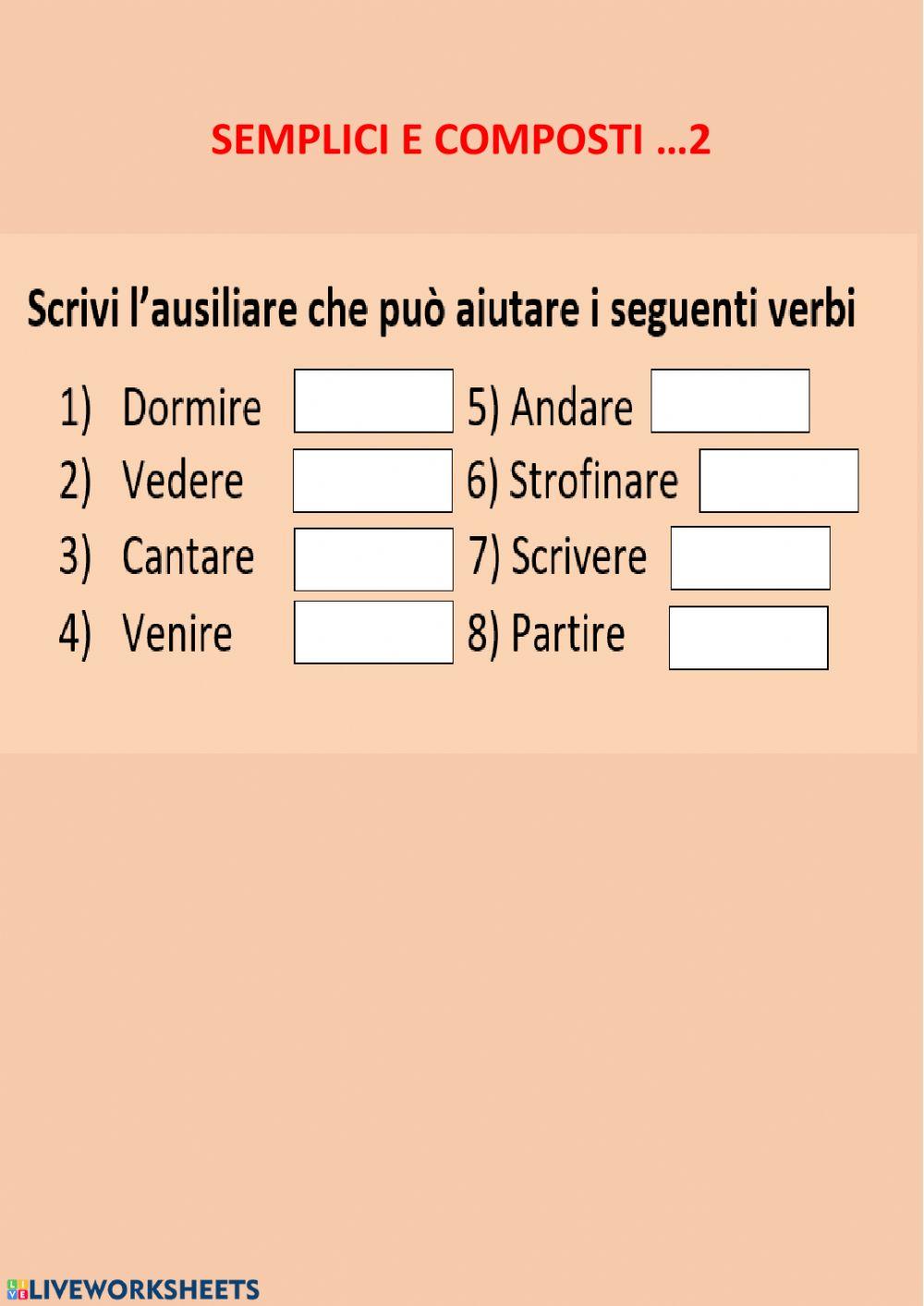 Semplici e composti 2 worksheet | Live Worksheets
