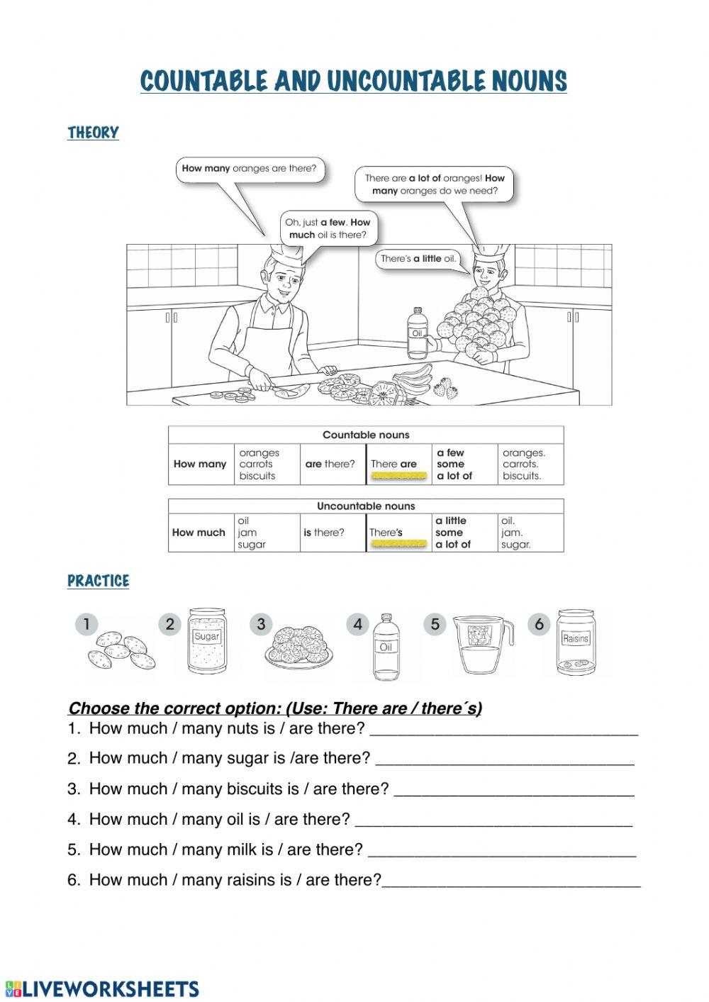 Countable and uncountable online activity | Live Worksheets