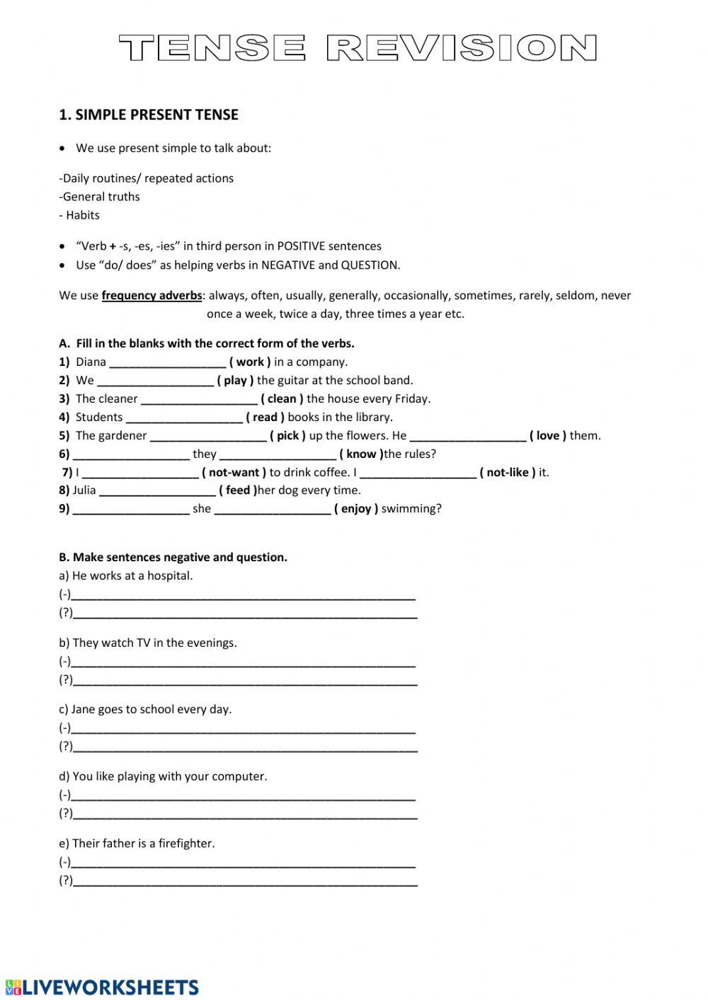 Tense Revision 5469686 | MagdaGo | Live Worksheets