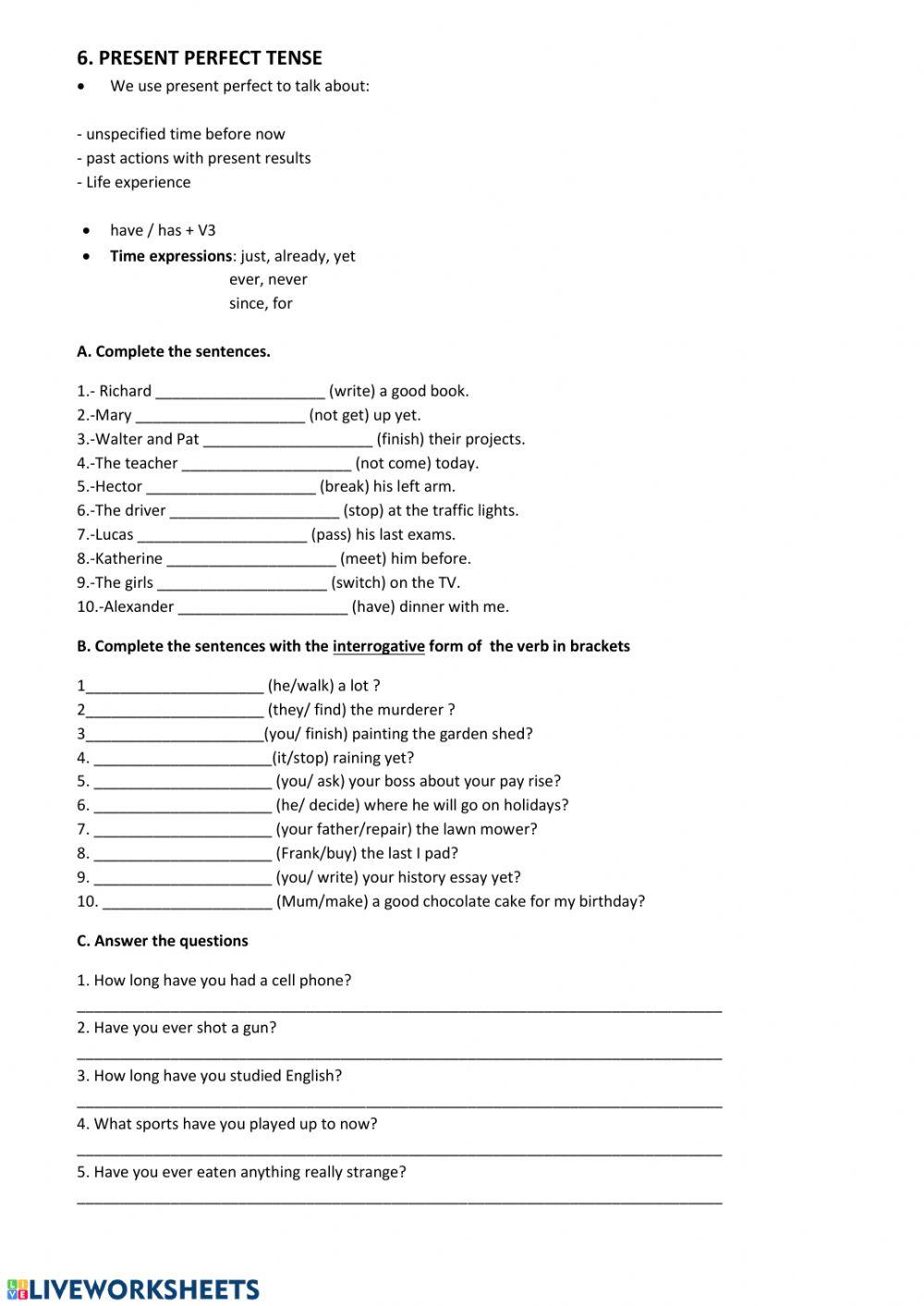 Tense Revision 5469686 | MagdaGo | Live Worksheets