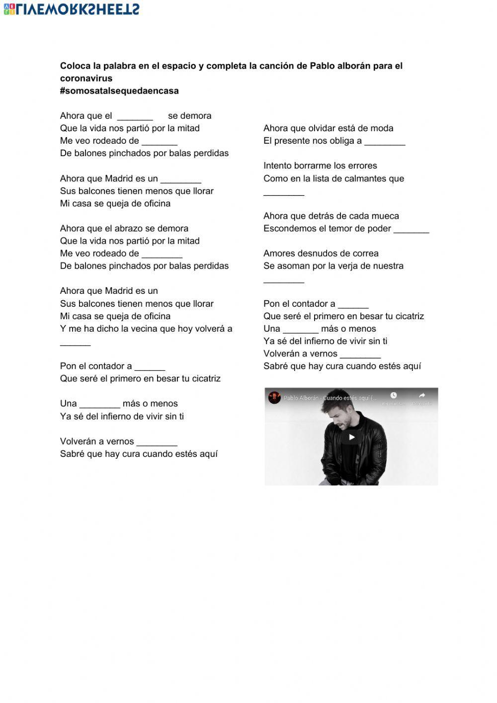 Cuando estés aq… | Free Interactive Worksheets | 98349