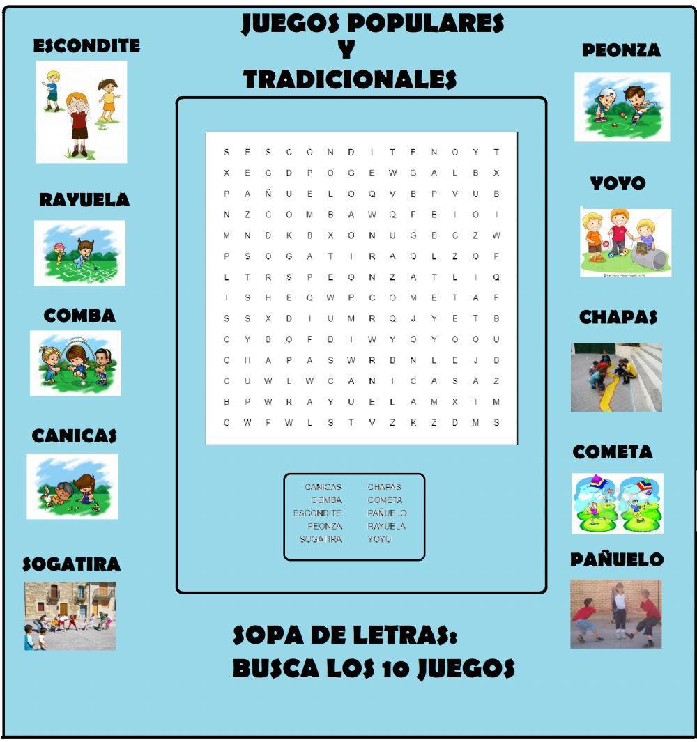 Sopa De Letras Juegos Populares Y Tradicionales Worksheet, 54% OFF
