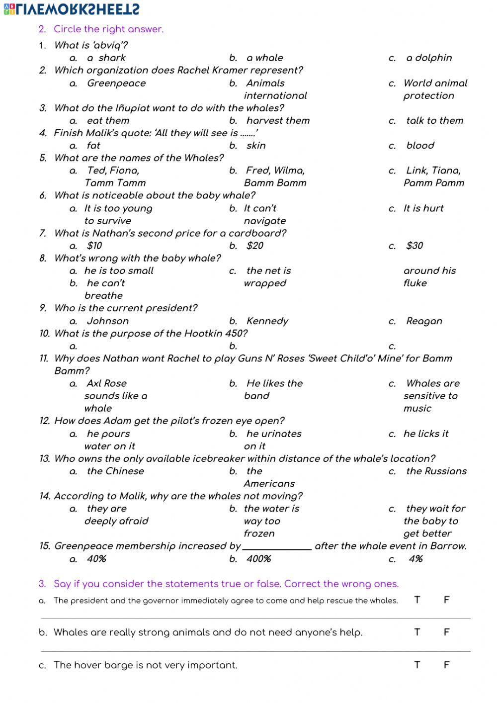 Big Miracle worksheet | Live Worksheets