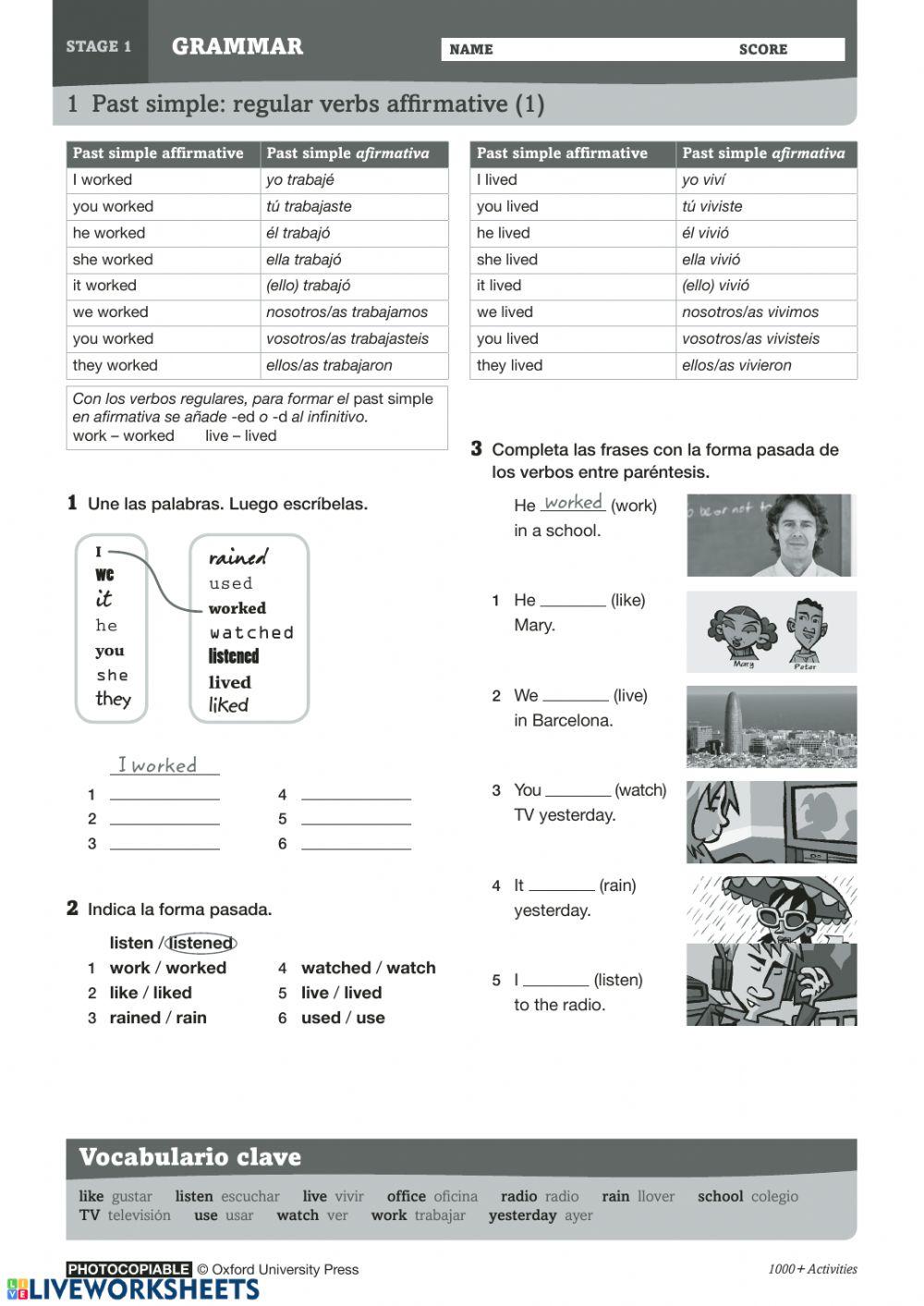 Past simple reg… | Free Interactive Worksheets | 5470910