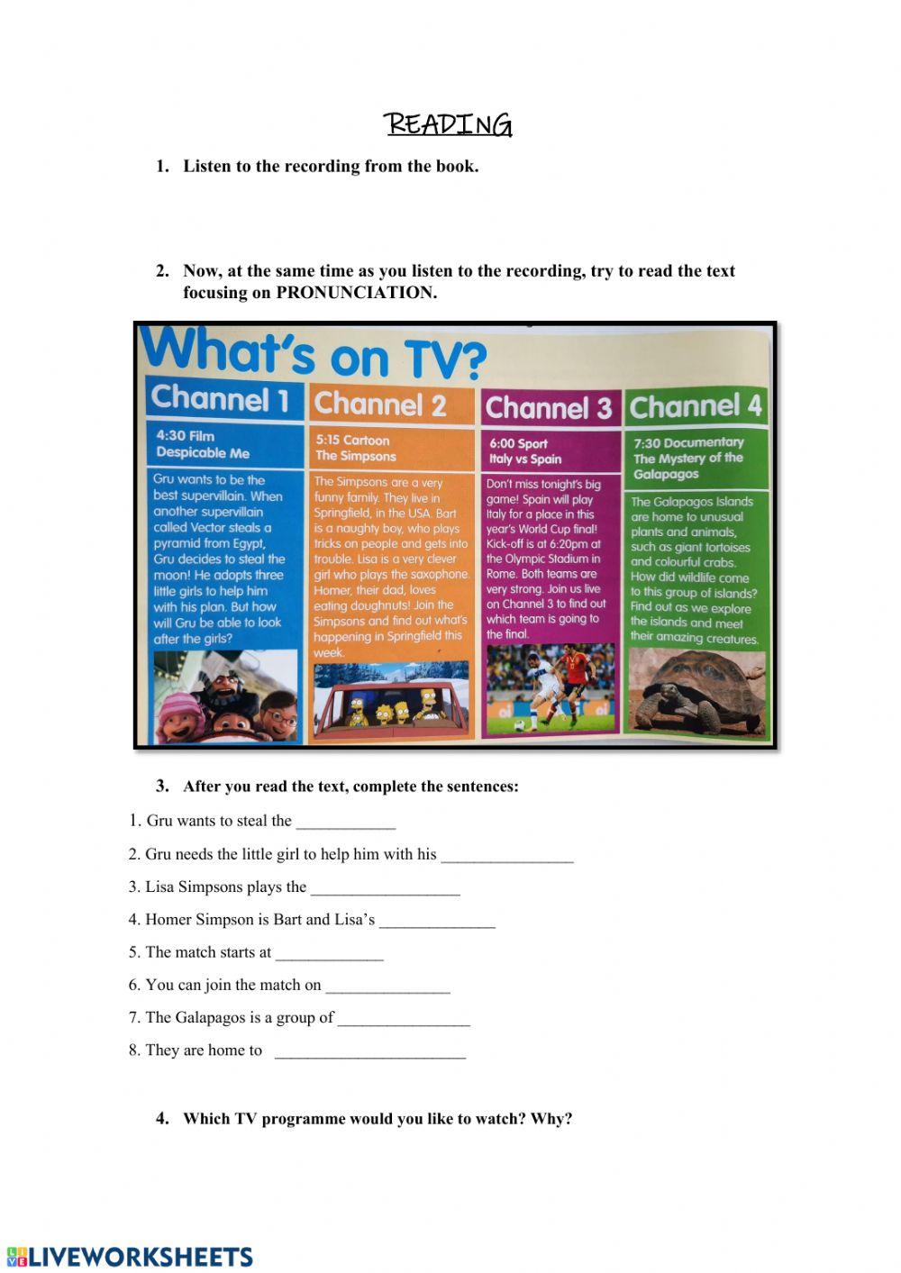 ENGLISH READING TV PROGRAMMES 5471027 | SaraMF