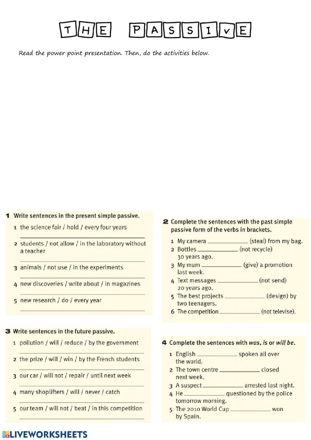 The passive online worksheet | Live Worksheets