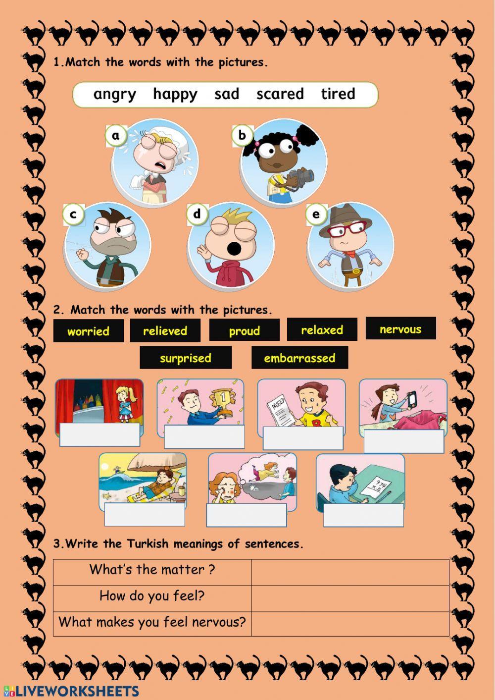 Feelings interactive worksheet for 4 | Live Worksheets