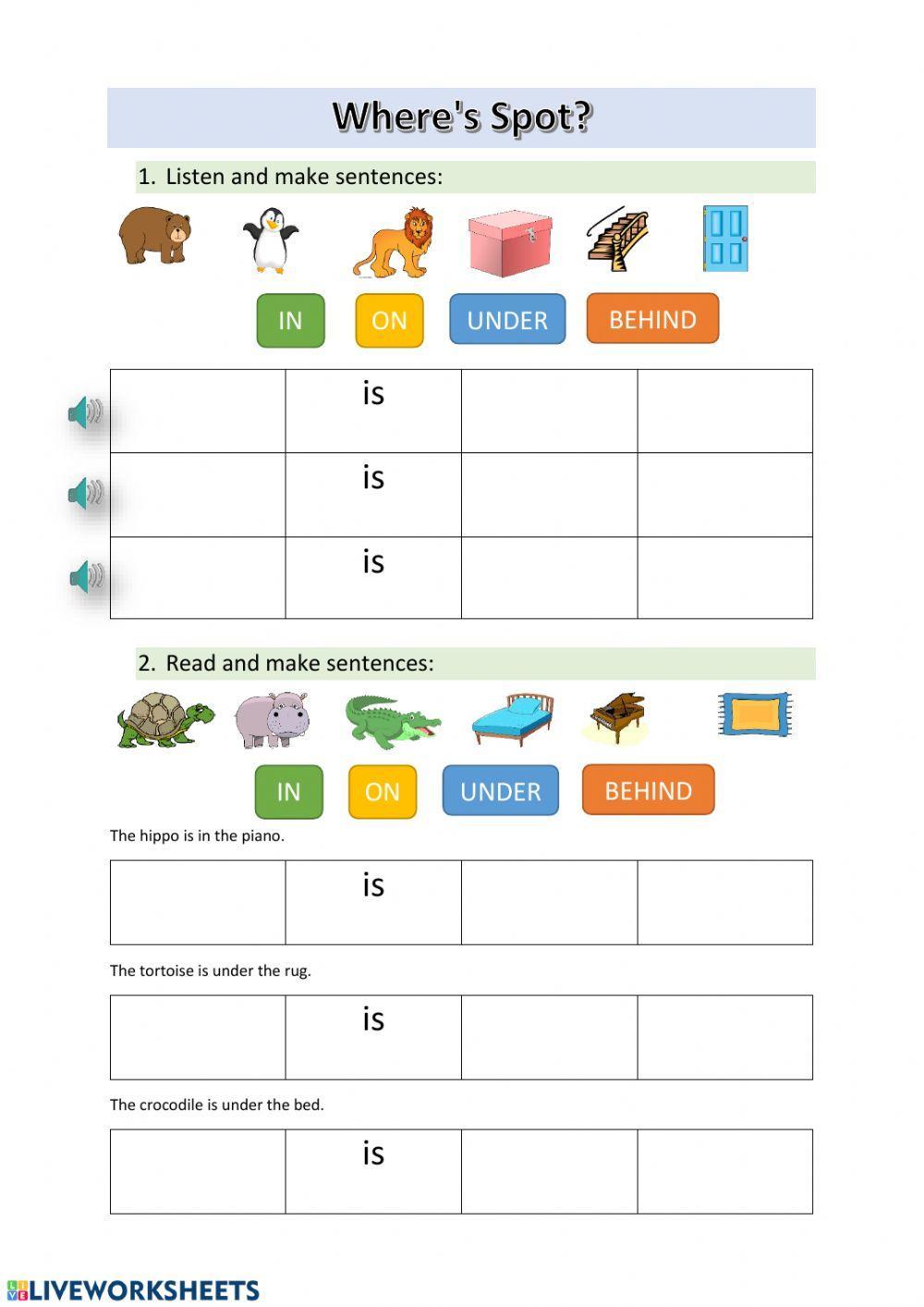 Where's Spot? L… | Free Interactive Worksheets | 100258