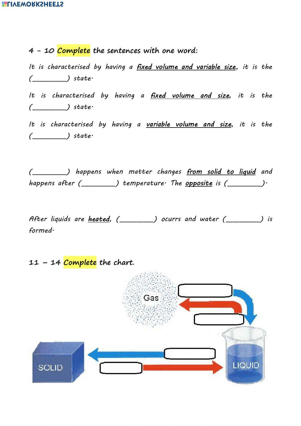Natural sc 7 matter worksheet | Live Worksheets