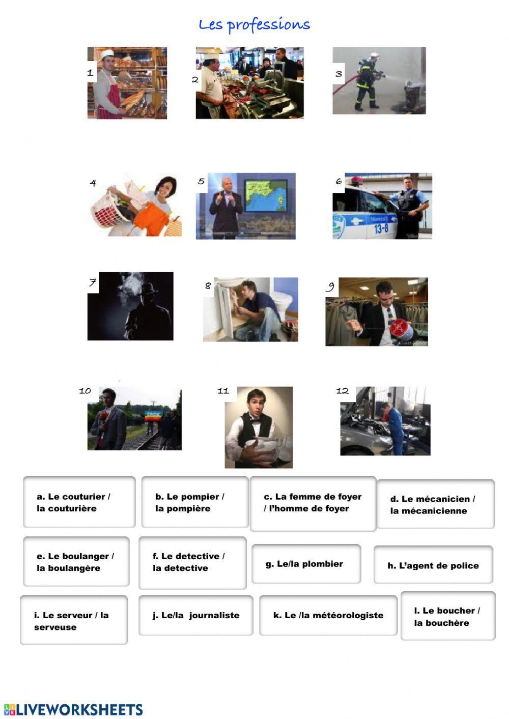 Les métiers | Free Interactive Worksheets | 100501