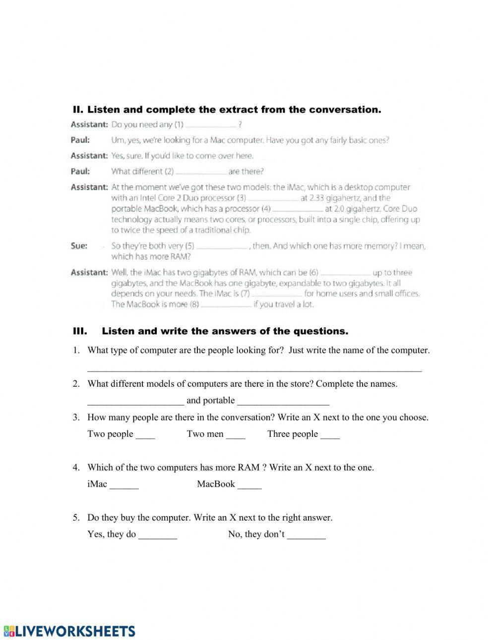 Listening practice online activity | Live Worksheets