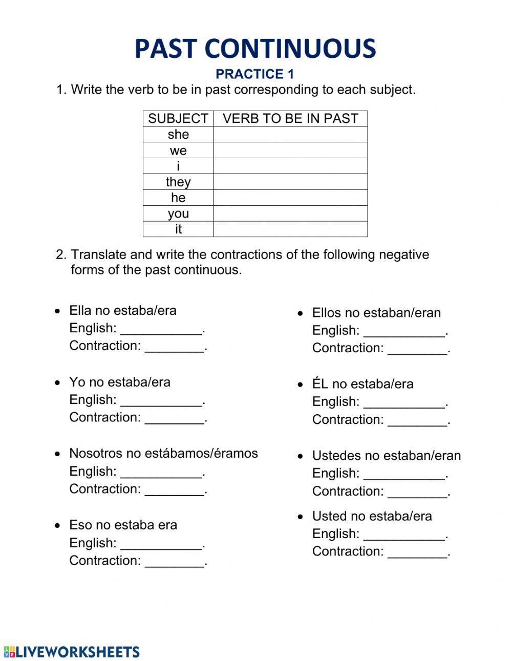 Past Continuous | Free Interactive Worksheets | 101258