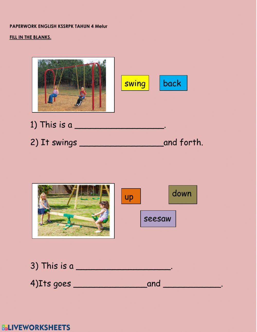 Playground interactive worksheet | Live Worksheets
