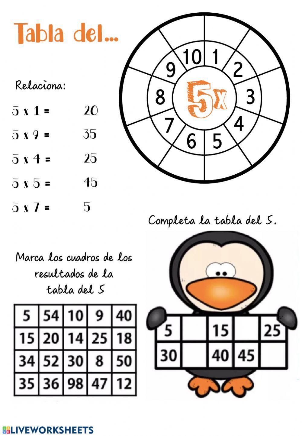 101828 | Tabla del 5 | anaamaliagr | LiveWorksheets