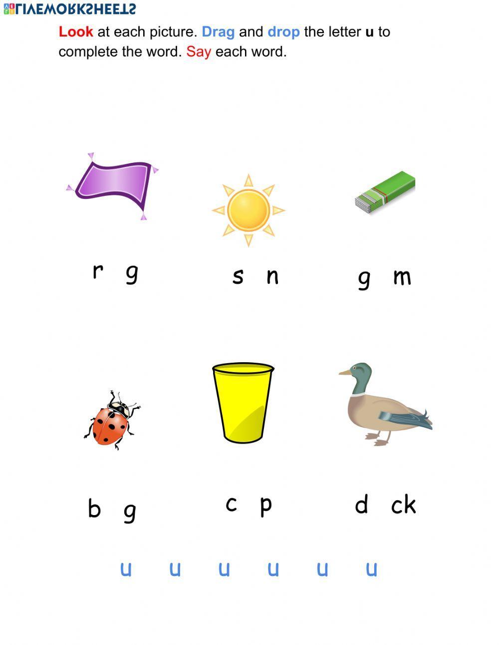 101996 | Short letter u | MissCory | LiveWorksheets