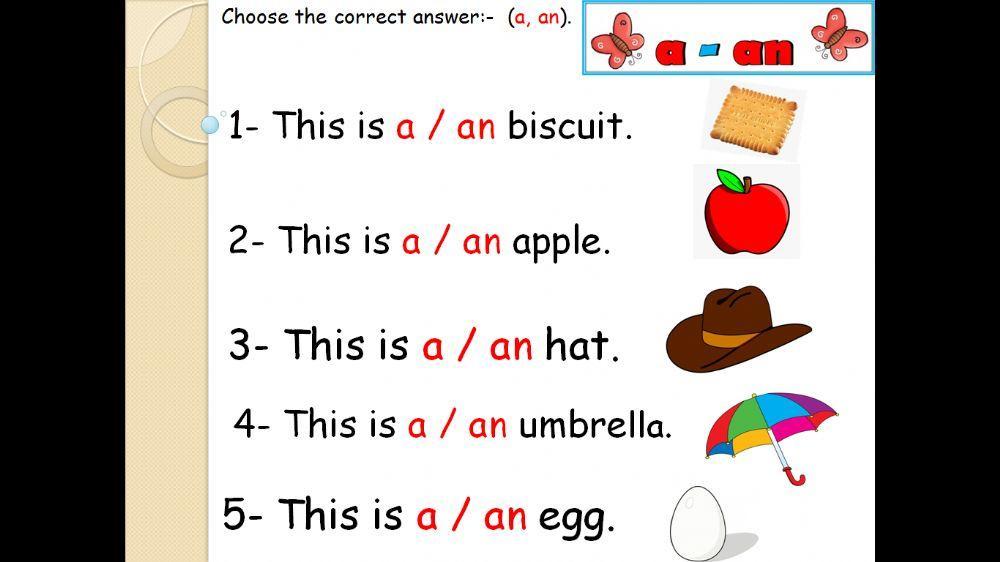 A - an | Free Interactive Worksheets | 102056