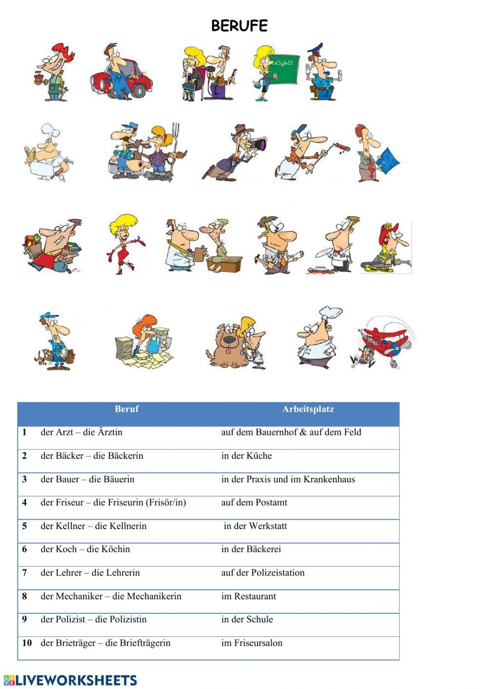 Berufe | Free Interactive Worksheets | 5477606