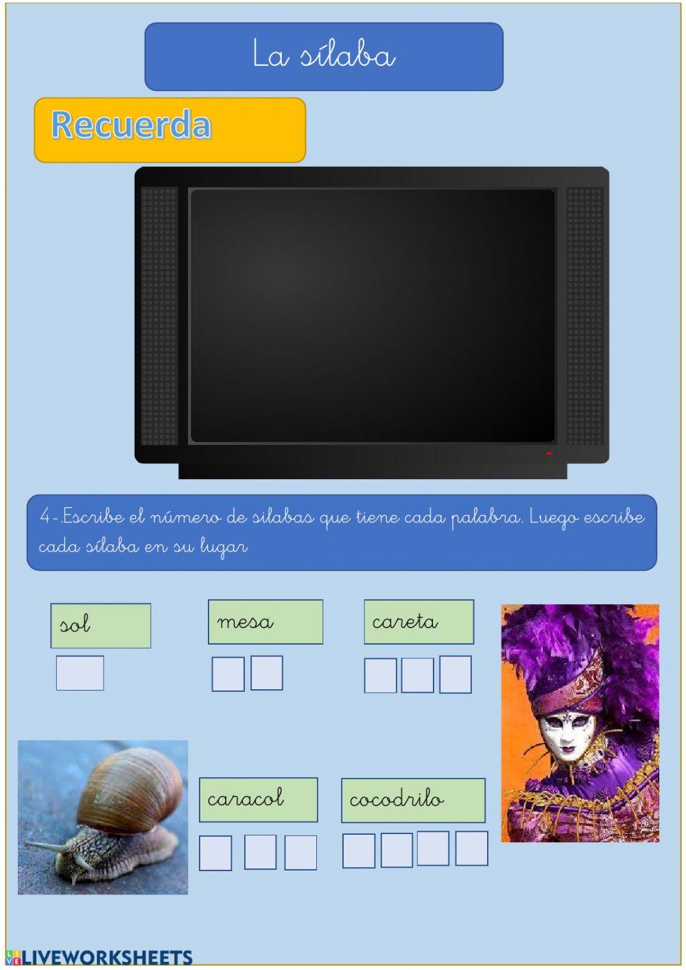 La silaba interactive worksheet | Live Worksheets