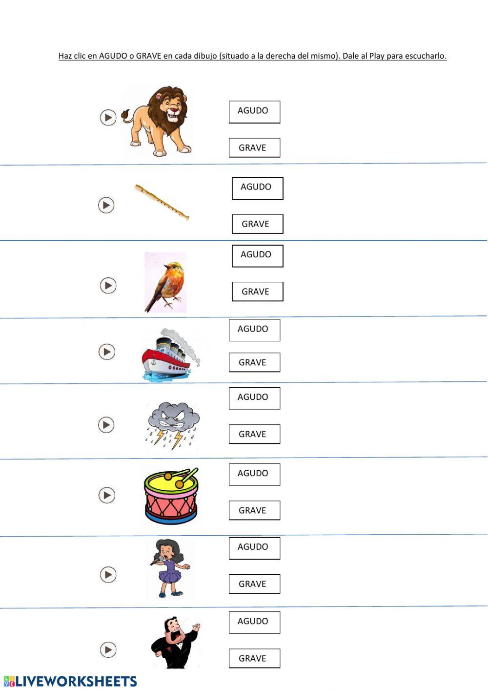 Sonidos graves … | Free Interactive Worksheets | 5477859
