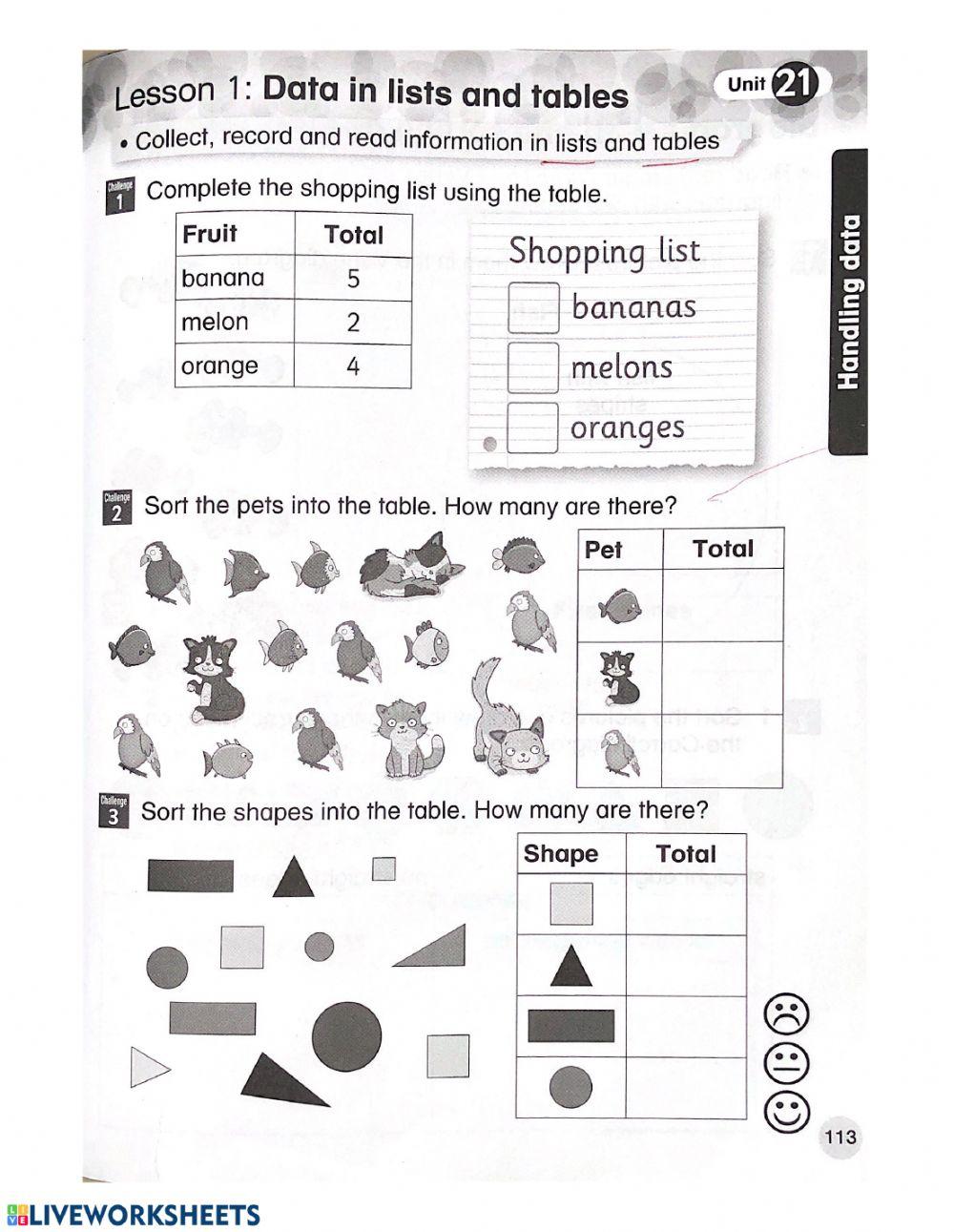 5478175 | list and table | MissNelly23 | LiveWorksheets