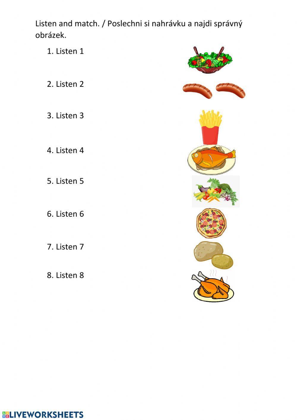 Food - Chit Chat 1 - listen and match worksheet | Live Worksheets