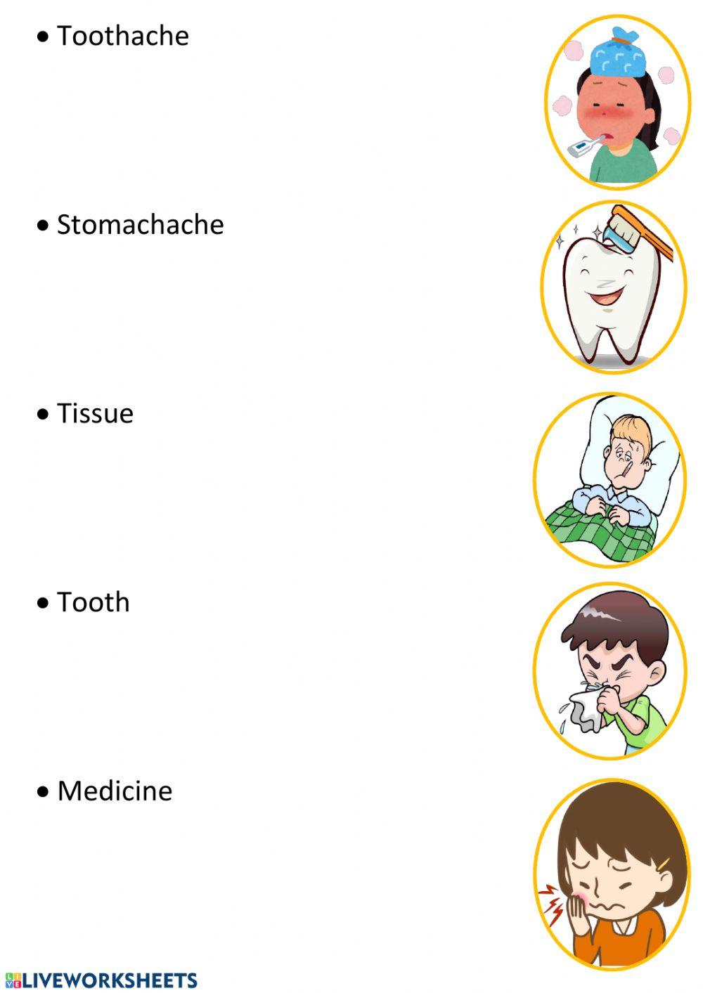 YBM (G6 Lesson 6 I have a headache worksheet) EASY worksheet | Live ...