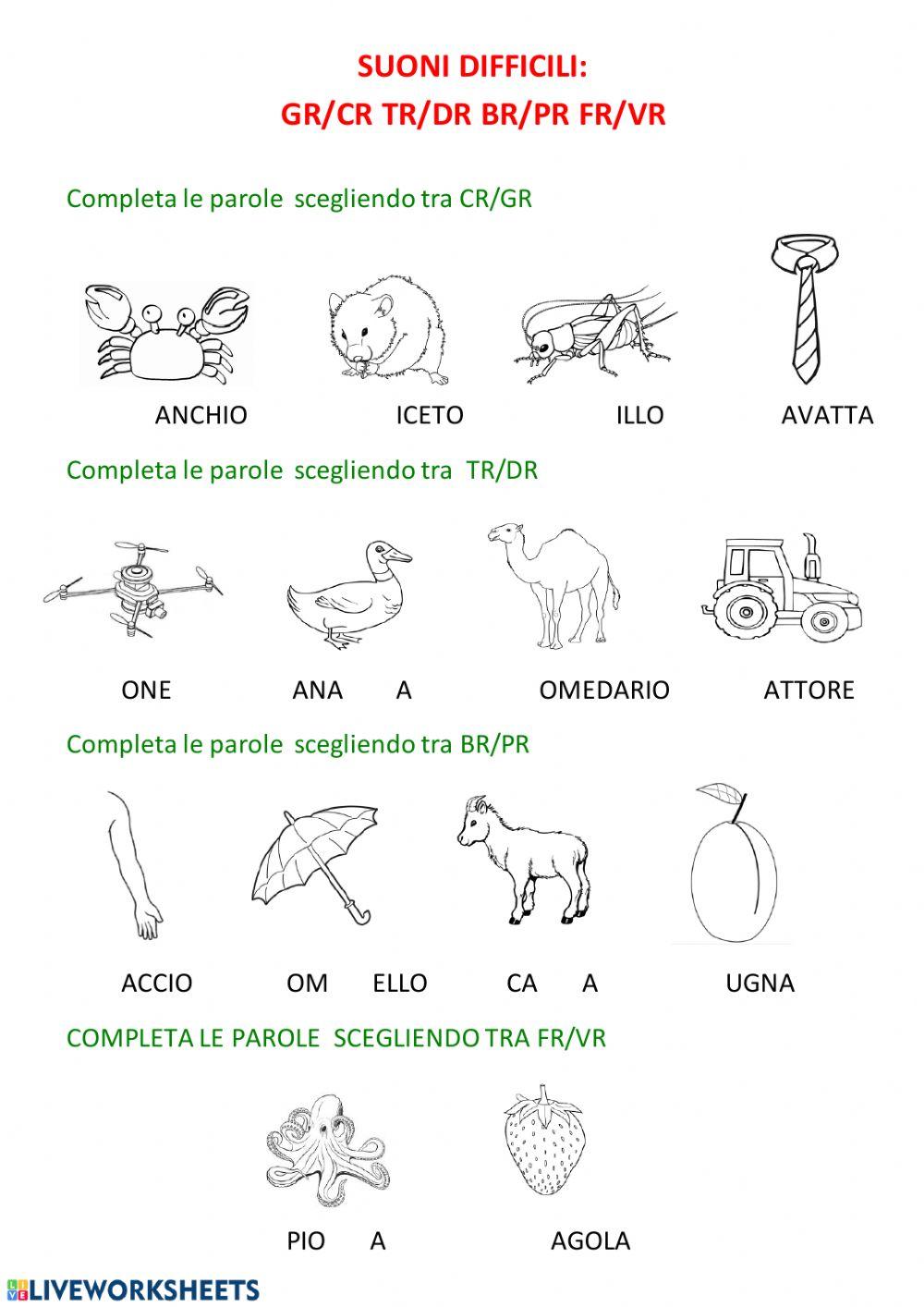 102630 | Suoni difficili | maestra_cla | LiveWorksheets