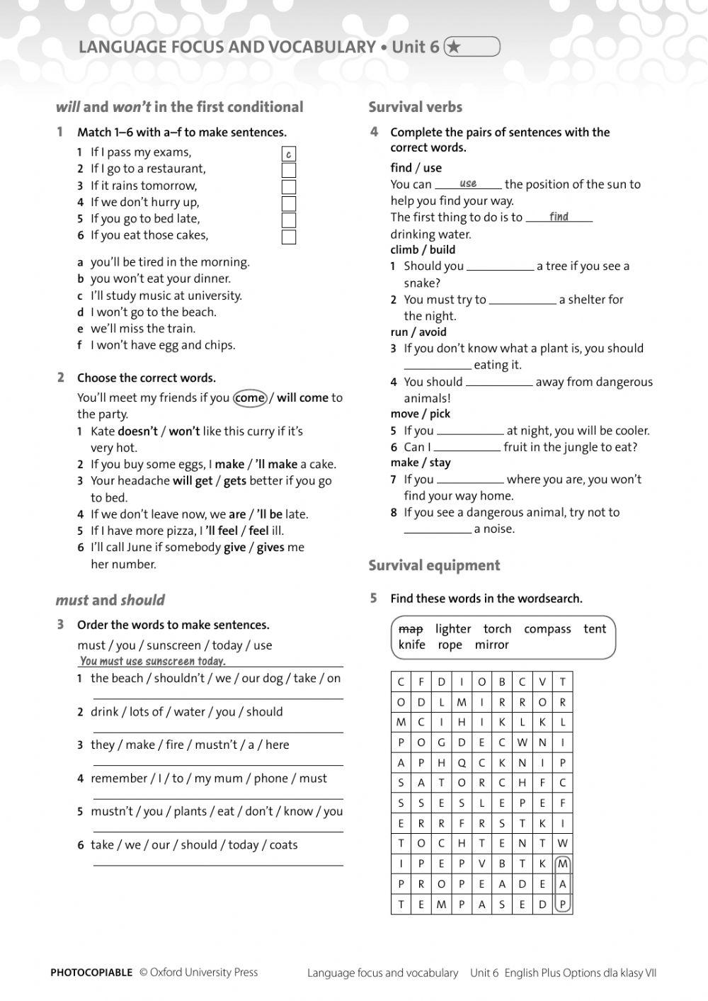 klasa 7 unit 6 vocabulary i grammar online exercise for | Live Worksheets