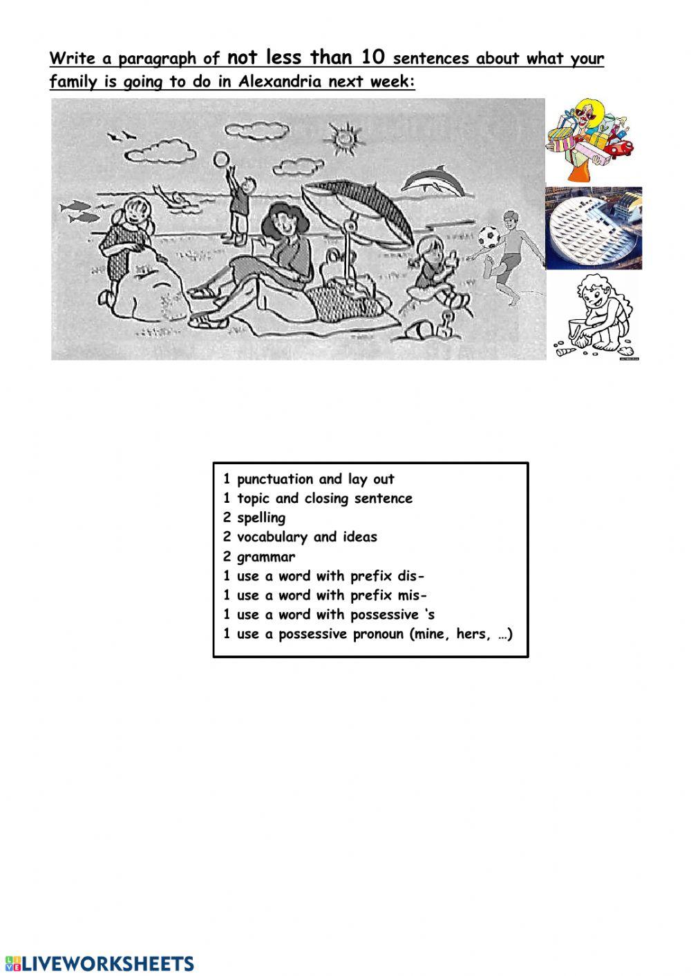 Write about Alexandria worksheet | Live Worksheets