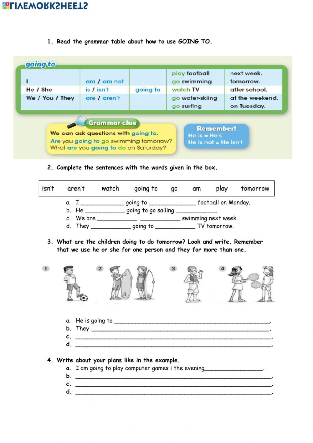 To be going to interactive activity | Live Worksheets