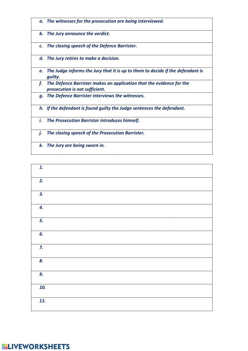 In the Courtroom worksheet | Live Worksheets